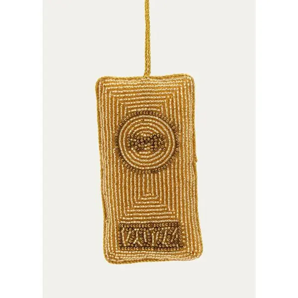 SUDHA PENNATHUR Beaded Gold Bar Christmas Ornat