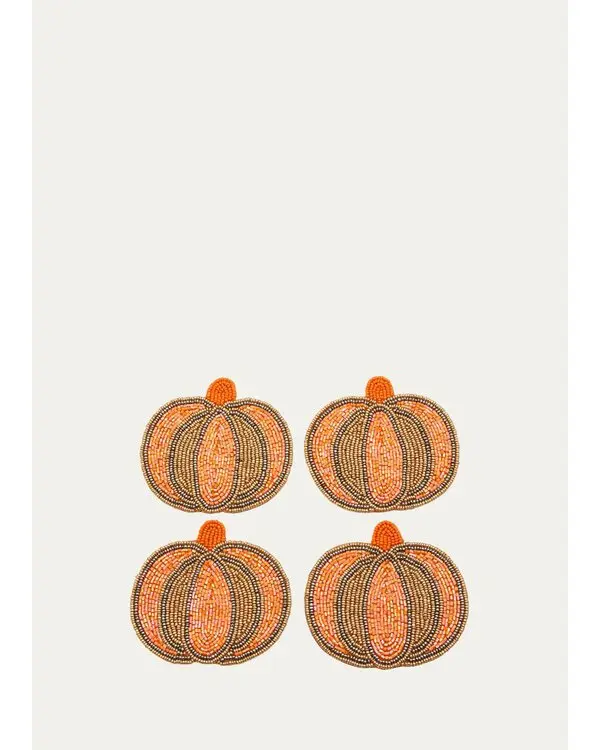 SUDHA PENNATHUR 4-piece Beaded Pumpkin Coaster Set