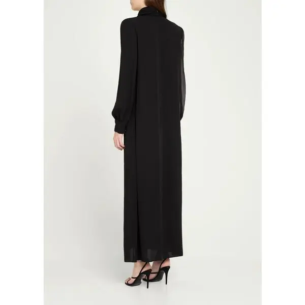 Valentino Garavani Mock-neck Draped Silk Georgette Long-sleeve Maxi Dress