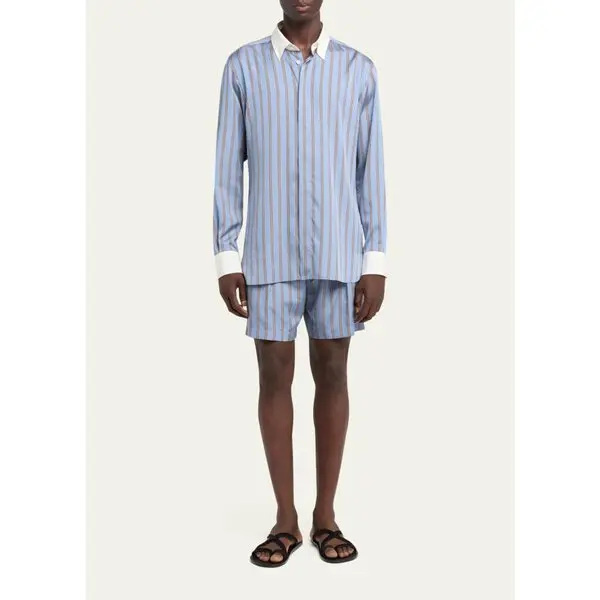 TOM FORD Stripe Silk Contrast-trim Sport Shirt