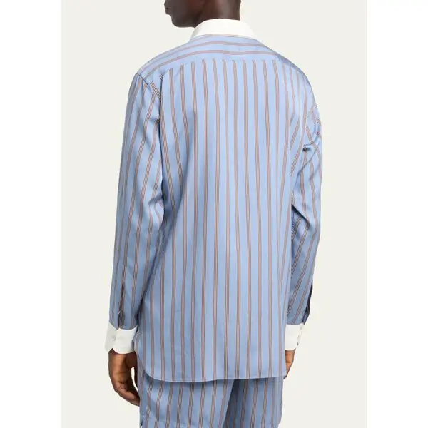 TOM FORD Stripe Silk Contrast-trim Sport Shirt