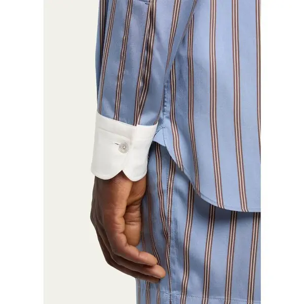 TOM FORD Stripe Silk Contrast-trim Sport Shirt