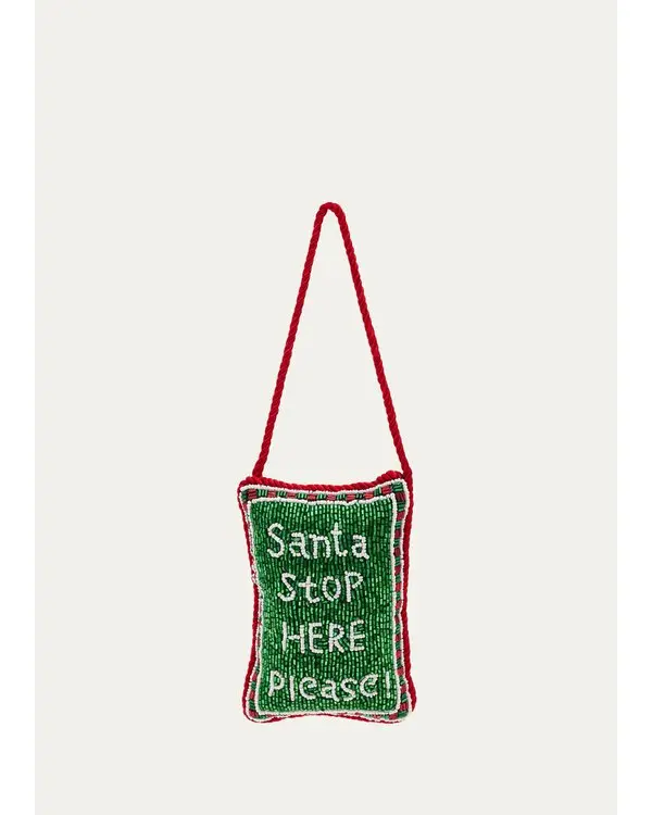 SUDHA PENNATHUR Santa Stop Here Please" Beaded Door Knocker