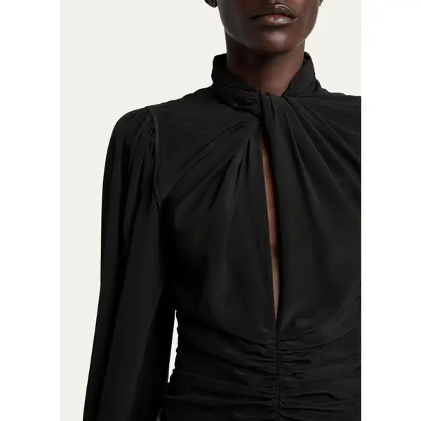 Isabel Marant Étoile Depsona Twisted Keyhole Long-sleeve Silk Blouse