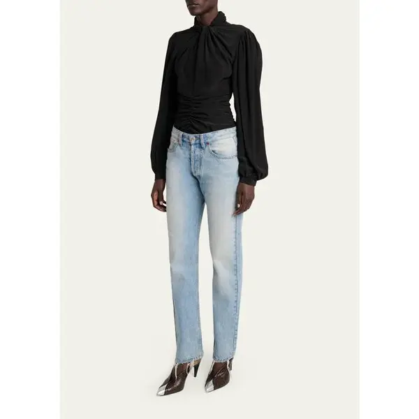 Isabel Marant Étoile Depsona Twisted Keyhole Long-sleeve Silk Blouse