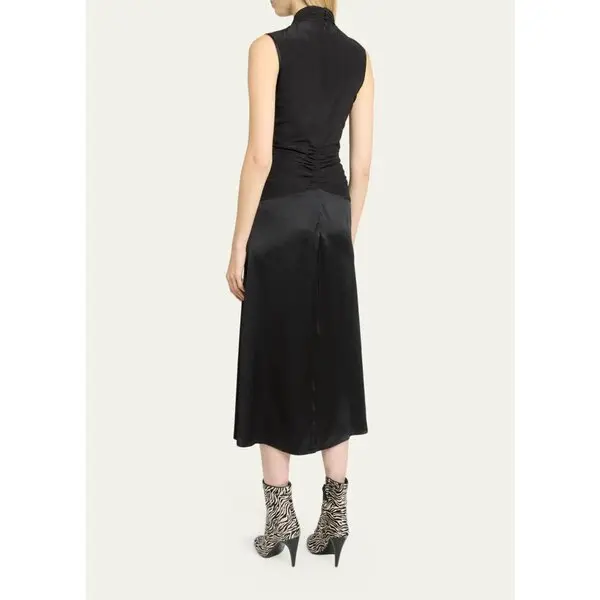 Isabel Marant Étoile Delfi Sleeveless Ruched Keyhole Satin Midi Dress