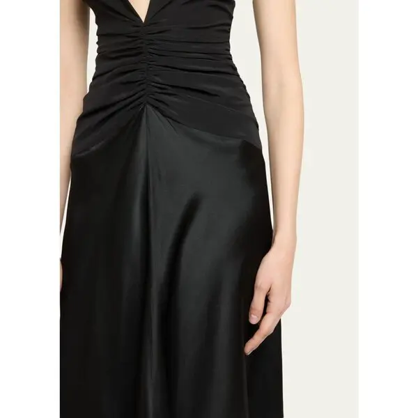 Isabel Marant Étoile Delfi Sleeveless Ruched Keyhole Satin Midi Dress