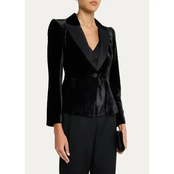 L'Agence Philippa Strong-shoulder Tuxedo Blazer