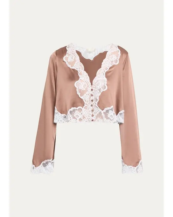 LoveShackFancy Elarine Lace-trim Cropped Top