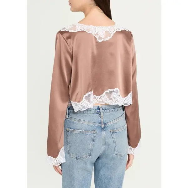 LoveShackFancy Elarine Lace-trim Cropped Top
