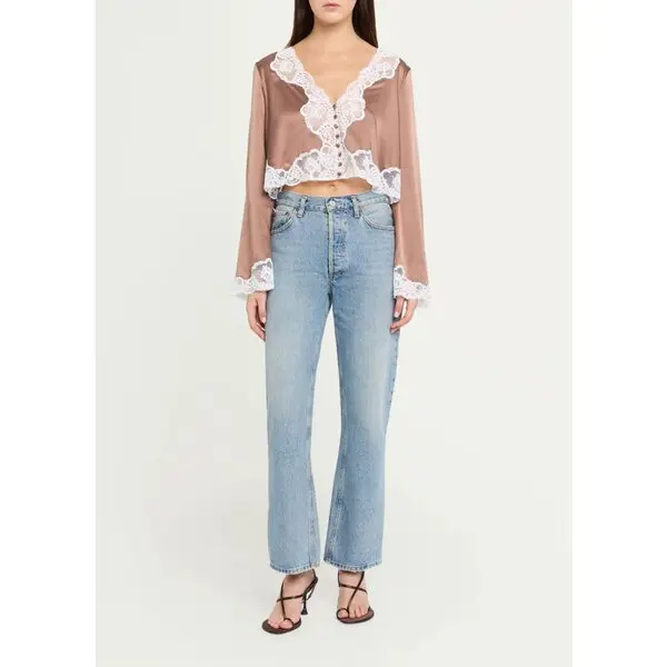 LoveShackFancy Elarine Lace-trim Cropped Top