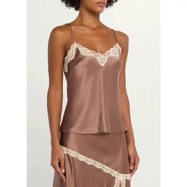 LoveShackFancy Franna Lace-trim Silk Top