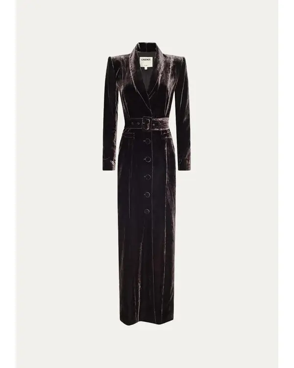 L'Agence Raini Velvet Shawl-collar Maxi Coat