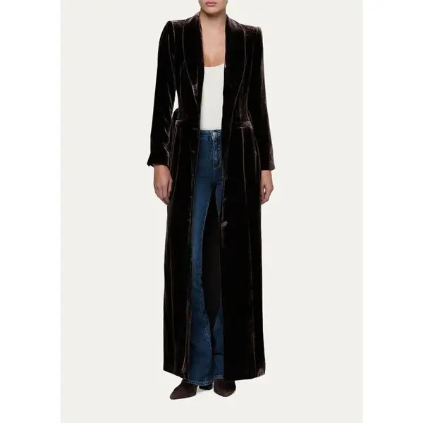 L'Agence Raini Velvet Shawl-collar Maxi Coat
