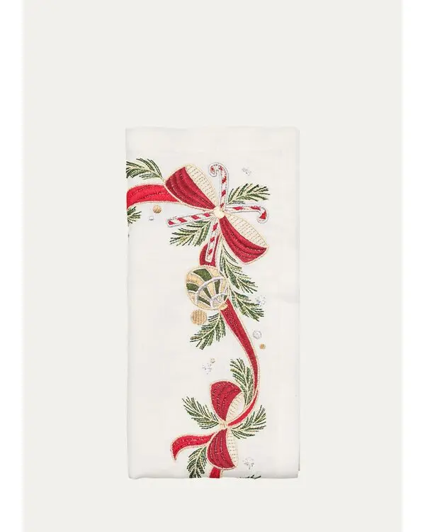 KIM SEYBERT Tinsel Bow Embroidered Napkin
