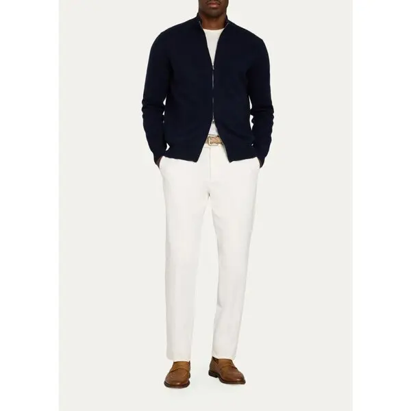 Fioroni Cashmere Sport Stitch Full-zip Bomber Cardigan