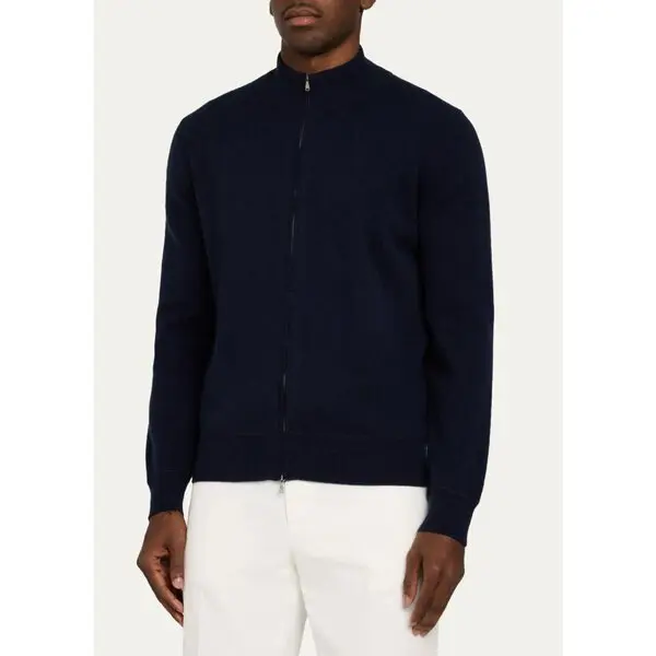 Fioroni Cashmere Sport Stitch Full-zip Bomber Cardigan