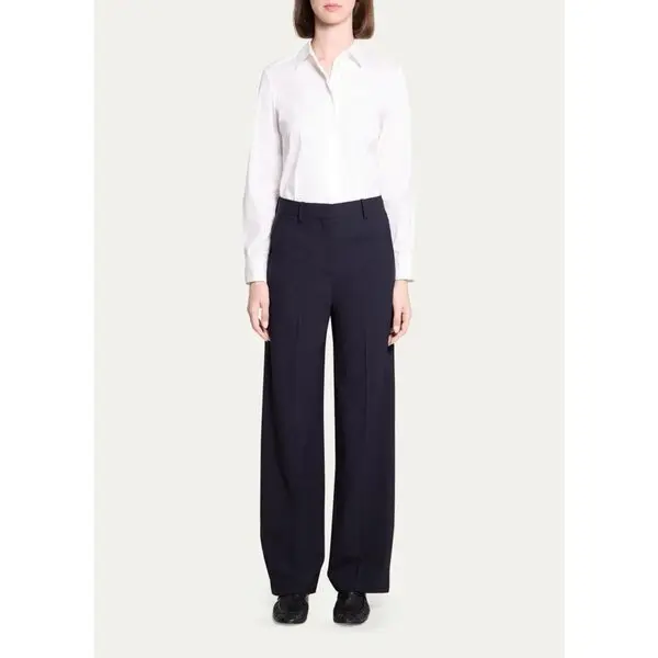Theory Pleated Stretch Wool Wide-leg Trousers