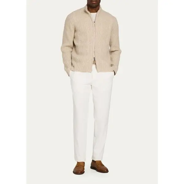 Fioroni 5-ply Cashmere Mouline Cable Bomber Jacket