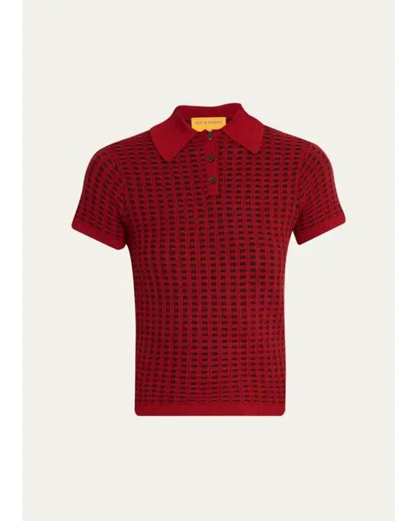 Guest In Residence Cashmere Waffle-stitched Shrunken Polo Sweater
