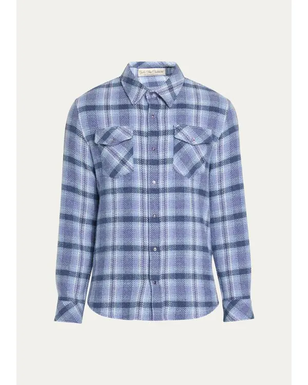GOD'S TRUE CASHMERE Plaid Cashmere Shirt - Denim