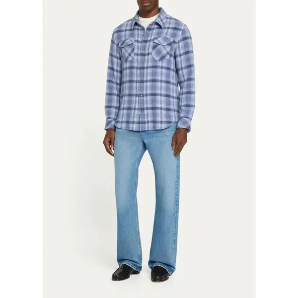 GOD'S TRUE CASHMERE Plaid Cashmere Shirt - Denim