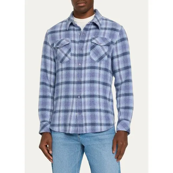 GOD'S TRUE CASHMERE Plaid Cashmere Shirt - Denim