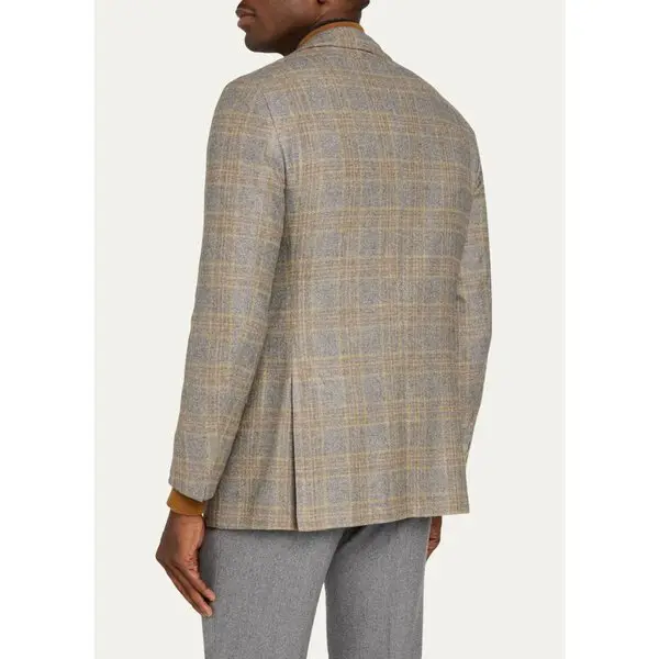 Kiton Cashmere Windowpane Plaid Single-breasted Sport Coat