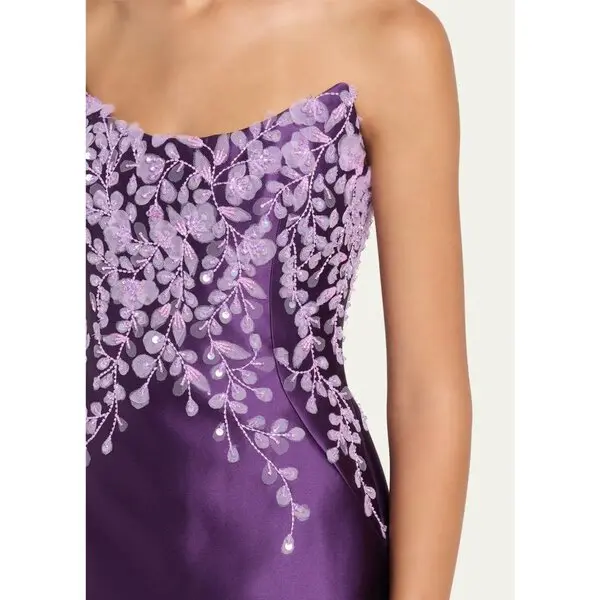 Pamella Roland Beaded Strapless Silk Column Gown