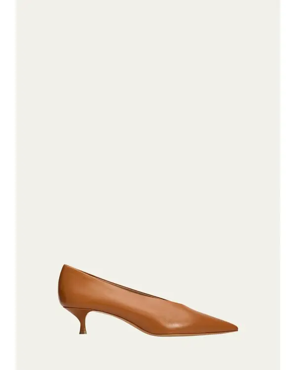 Le Monde Beryl 25mm Leather Kitten-heel Pumps - Camel