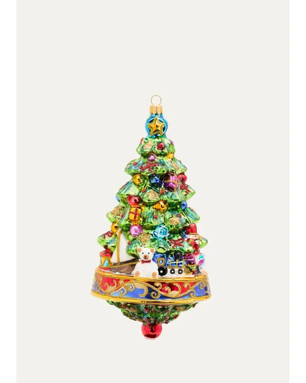 JOHN HURAS Decorated Christmas Tree Glass Ornat