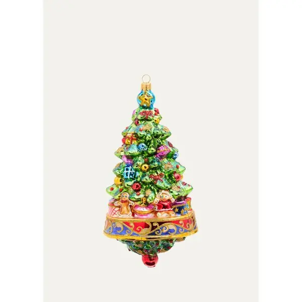JOHN HURAS Decorated Christmas Tree Glass Ornat