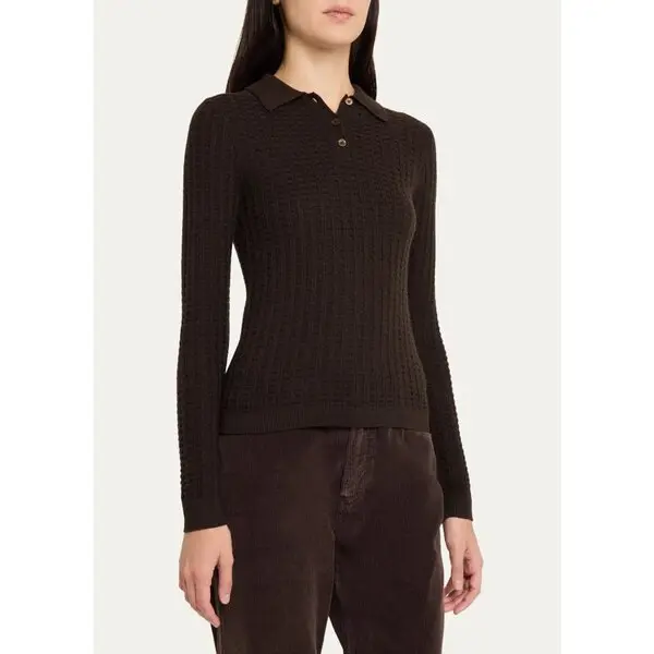 Guest In Residence Waffle-knit Cashmere Polo Sweater