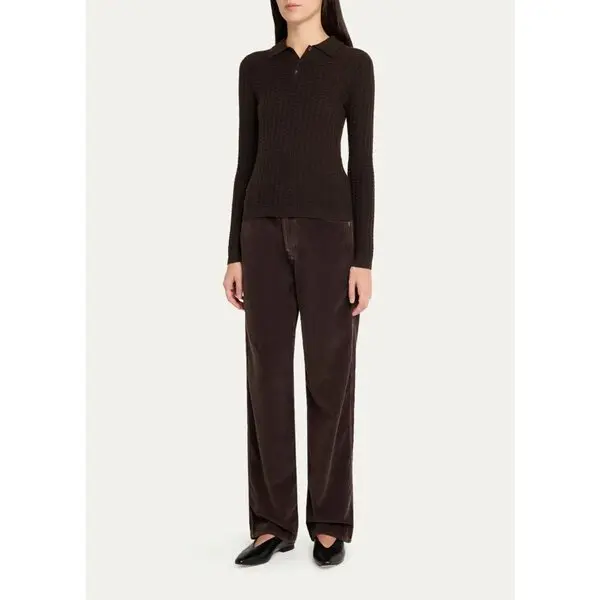 Guest In Residence Waffle-knit Cashmere Polo Sweater