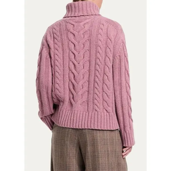 TWP Cashmere Turtleneck Cable-knit Sweater - Plum