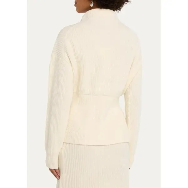 Theory Mock-neck Cinched-waist Peplum Sweater