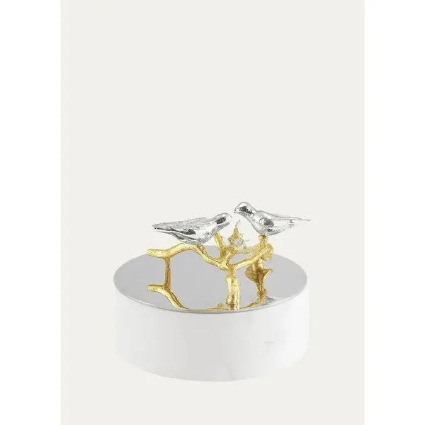 Michael Aram Lovebirds Silver & Gold Trinket Box