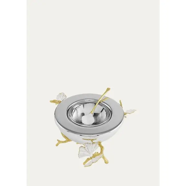 Michael Aram Butterfly Ginkgo Gold Caviar Dish With Spoon