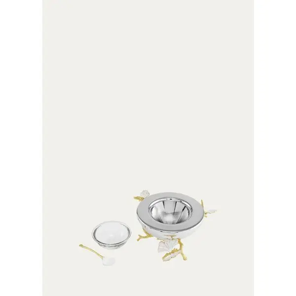 Michael Aram Butterfly Ginkgo Gold Caviar Dish With Spoon