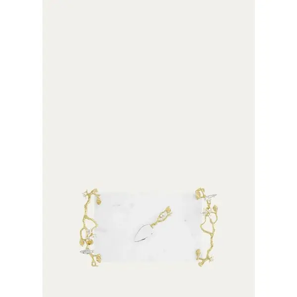 Michael Aram Lovebirds Silver & Gold Chesseboard With Knife