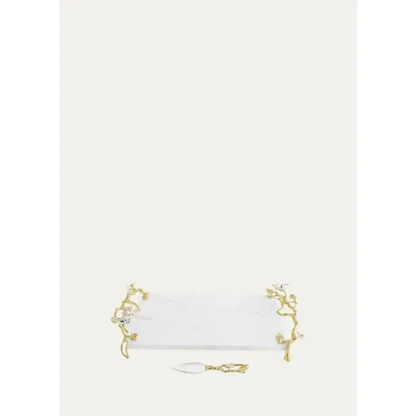 Michael Aram Lovebirds Silver & Gold Chesseboard With Knife