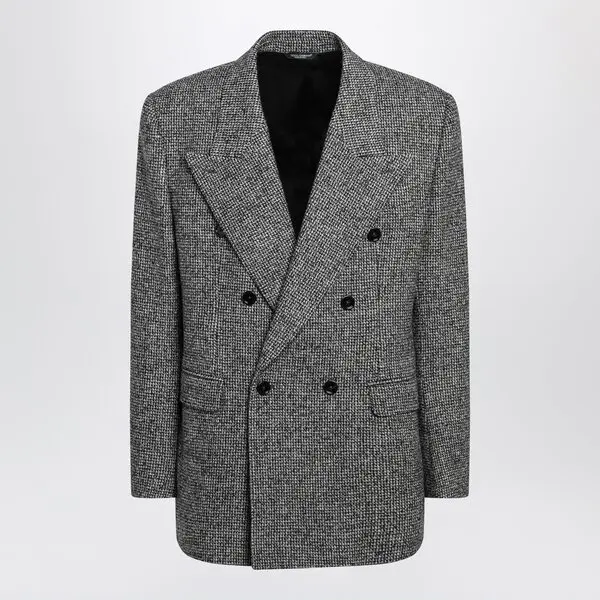 DOLCE E GABBANA Sinatra-style Speckled Wool Double-breasted Jacket With Peak Lapels