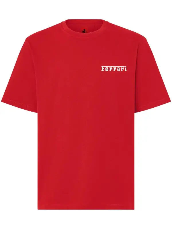 FERRARI Racing-inspired Logo T-shirt In 100% Cotton