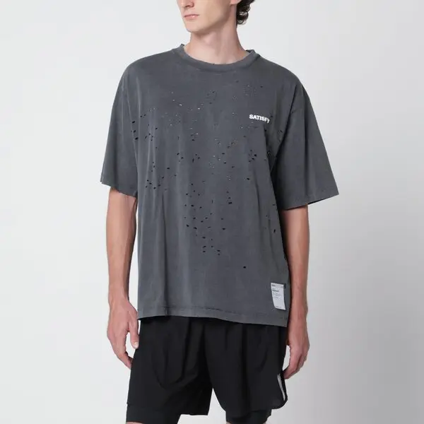 Satisfy Mothtech Perforated Cotton T-shirt With Reflective Logo
