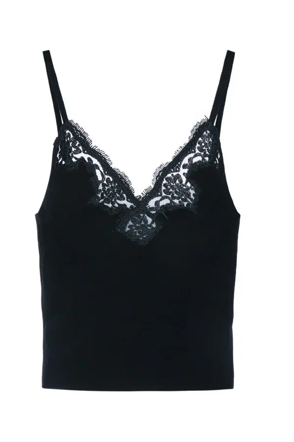 ERMANNO FIRENZE Lace Detail Top - Nero