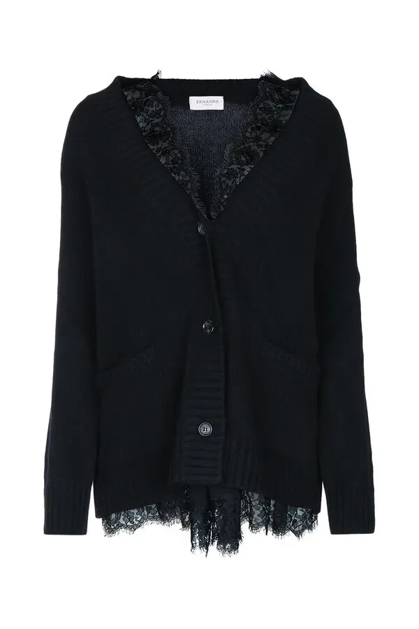 ERMANNO FIRENZE Lace Trim Cardigan For
