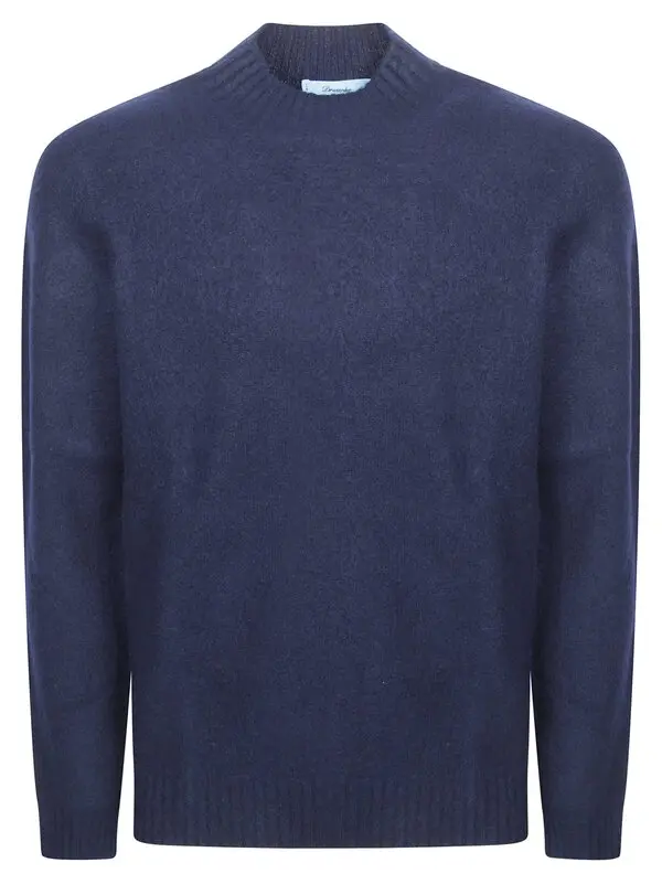 DRUMOHR Wool Ribbed Tubular Knit Crewneck Sweater - Blu
