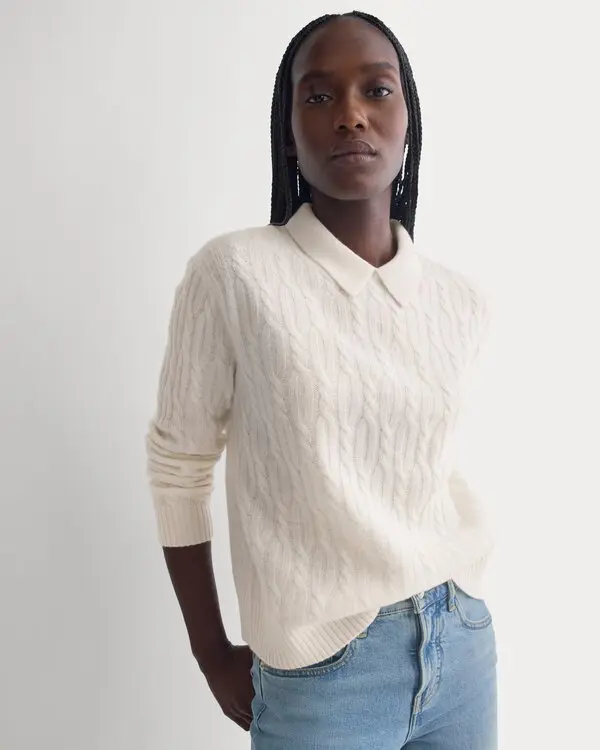 Everlane Cable-knit Polo Sweater, Luxe Merino Wool