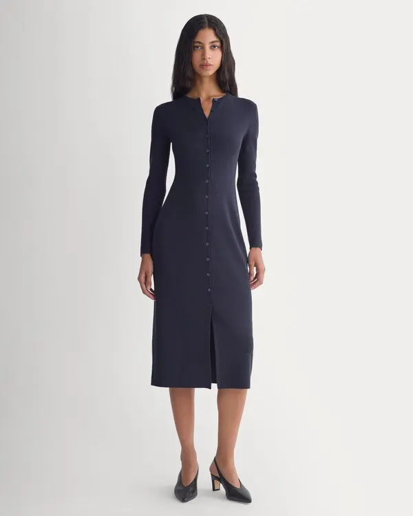 Everlane Fine-knit Maxi Cardigan Dress - Navy