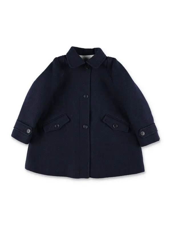 Bonpoint Quilted Wool-cotton Mini Jacket With Cherry Print Lining - Blu